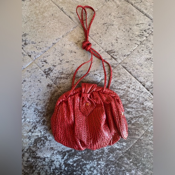 Nas | Bags | Vintage Nas Purse Faux Metallic Leather Red | Poshmark
